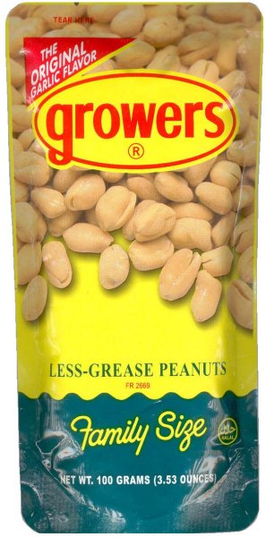 GROWERS PEANUTS ORIGINAL GARLIC FLAVOR [480005411280, 100g (3.53 oz ...